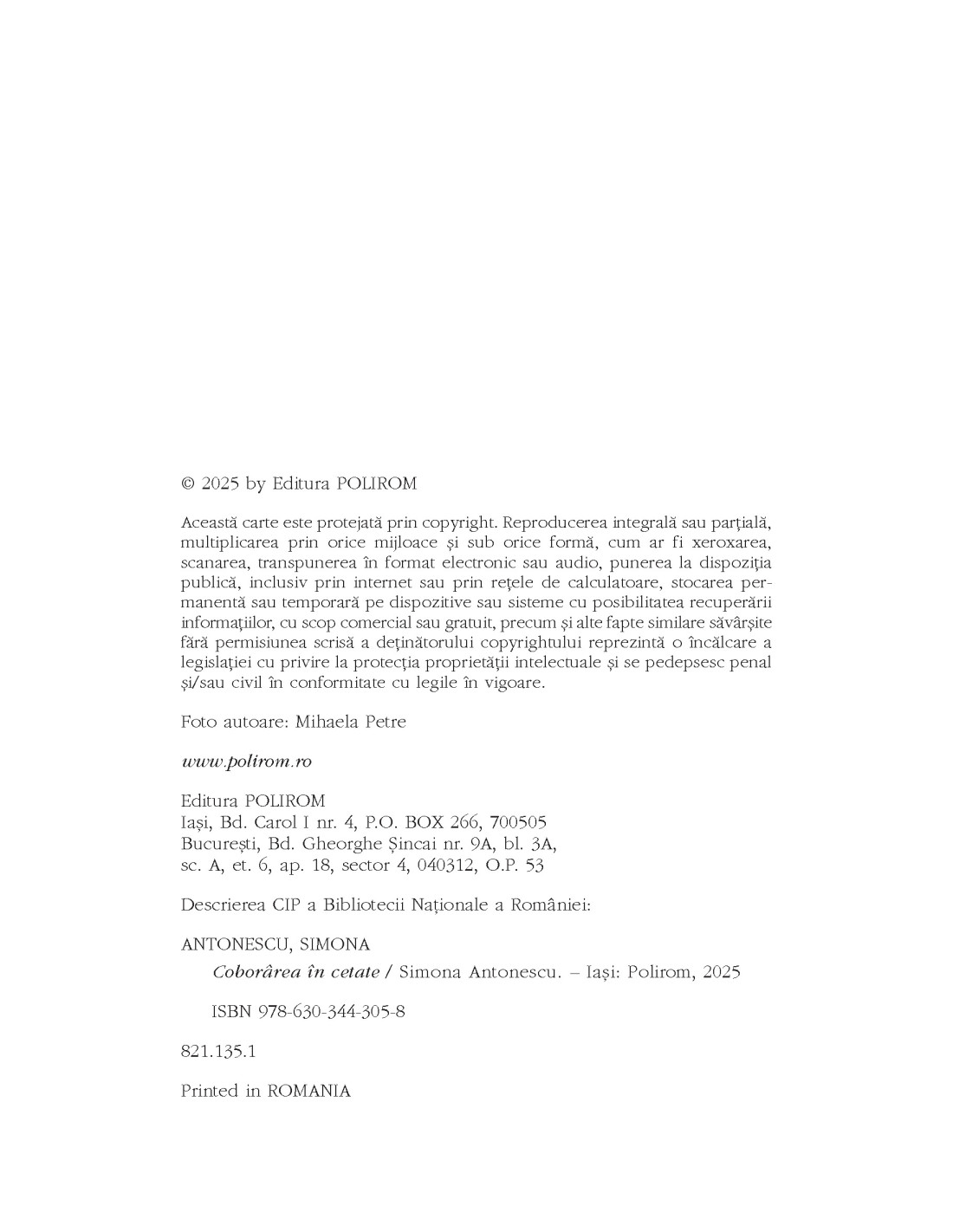 Coborarea in cetate - Simona Antonescu