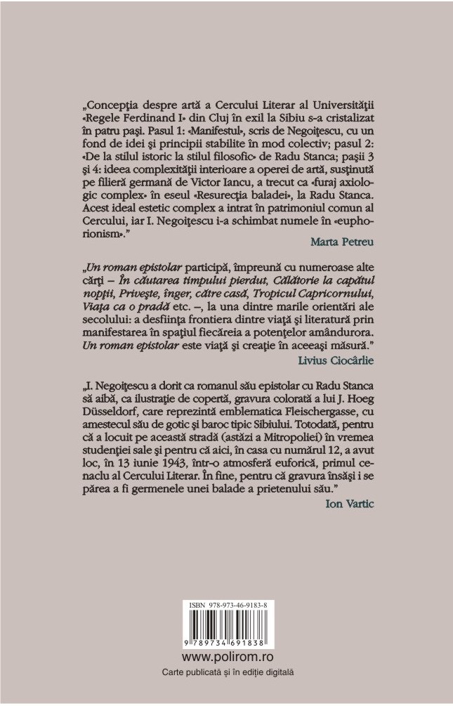 Un roman epistolar - Radu Stanca, I. Negoitescu